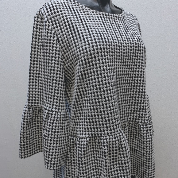 Tyler Boe | Tops | Nwt Tyler Boe Black Wht Blouse Houndstooth Peplum | Poshmark